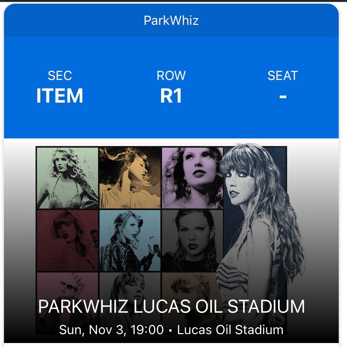 Taylor Swift eras tour November 3 Indianapolis parking pass | eBay