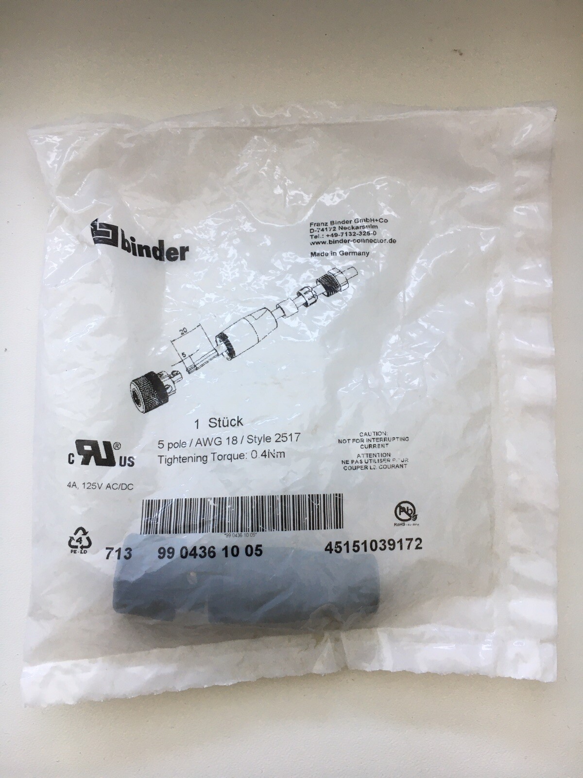 Connector Binder 5pole/AWG 18/Style 2517 | eBay