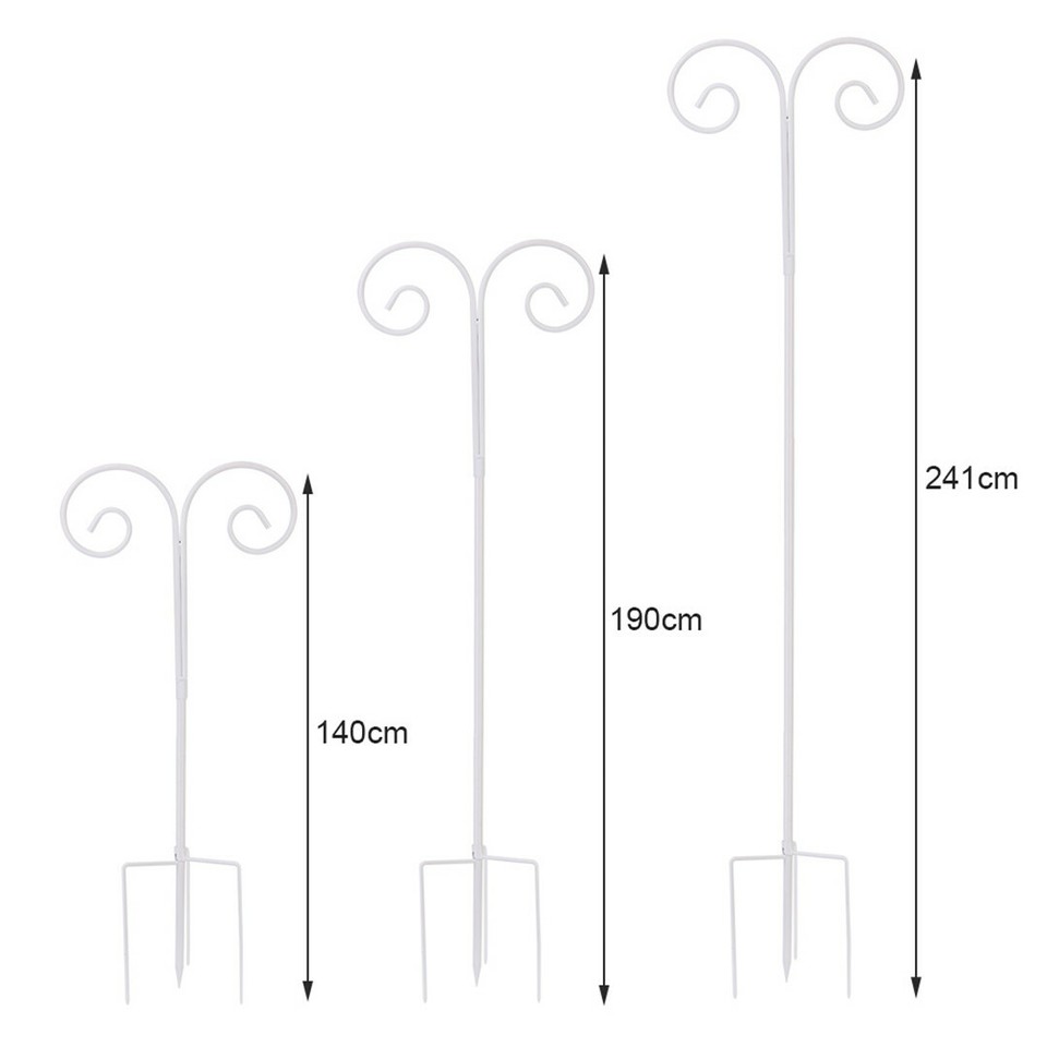 2PCS Tall Shepherd Crook Hook Thick Bird Feeder Pole Garden Hanging ...