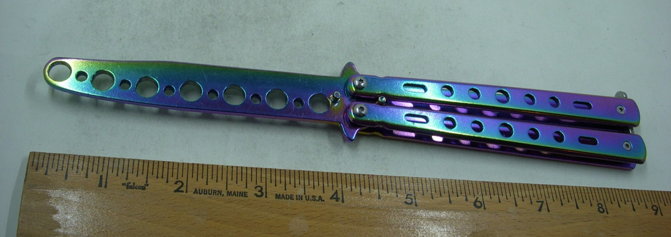 Unbranded Rainbow Butterfly Trainer Dull Blade Metal Practice Training ...