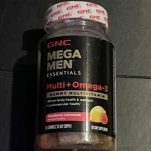 GNC Mega Men Essentials Multi + Omega-3 60 Raspberry-Lemonade Gummies 4 ...