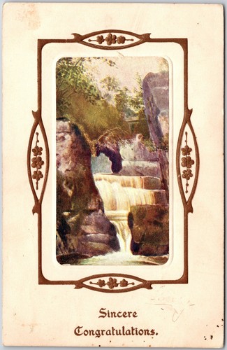 1912 Sincere Congratulations Landscape Waterfalls Bordered Posted ...