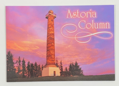 Astoria Column Pink Sunset Background Astoria Oregon Postcard Unposted ...