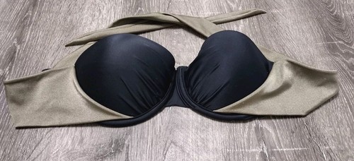 VENUS Halter Underwire Push-Up Bikini Swimsuit Top Black/Gold Sz C 32D ...