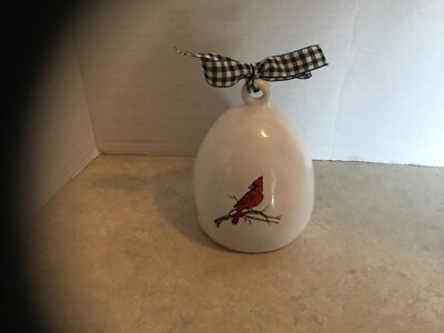 Kathy Diep Cottagecore Style Ceramic Birdhouse Red Cardinal Black Check ...