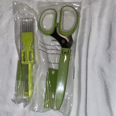 New Herb Scissors & Slicer Set Cutter Cutting Tools 5 Blade W/ Cleaner ...