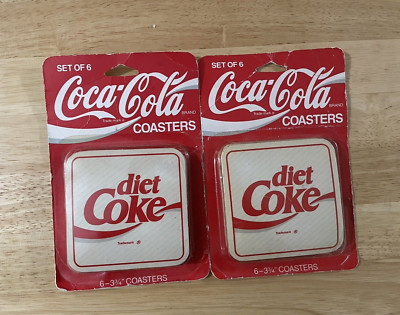 2 Vintage Original Coca Cola Diet Coke Sets of 6-3 3/4 Inch Coasters ...
