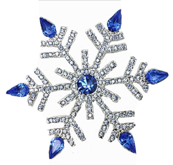 Large 3” Winter Wonderland Royal Blue Snowflake Brooch NEW Rhinestone ...