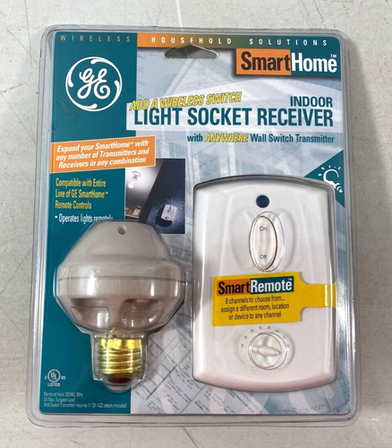 GE SmartHome Indoor Light Socket Receiver with Wall Switch Transmitter ...