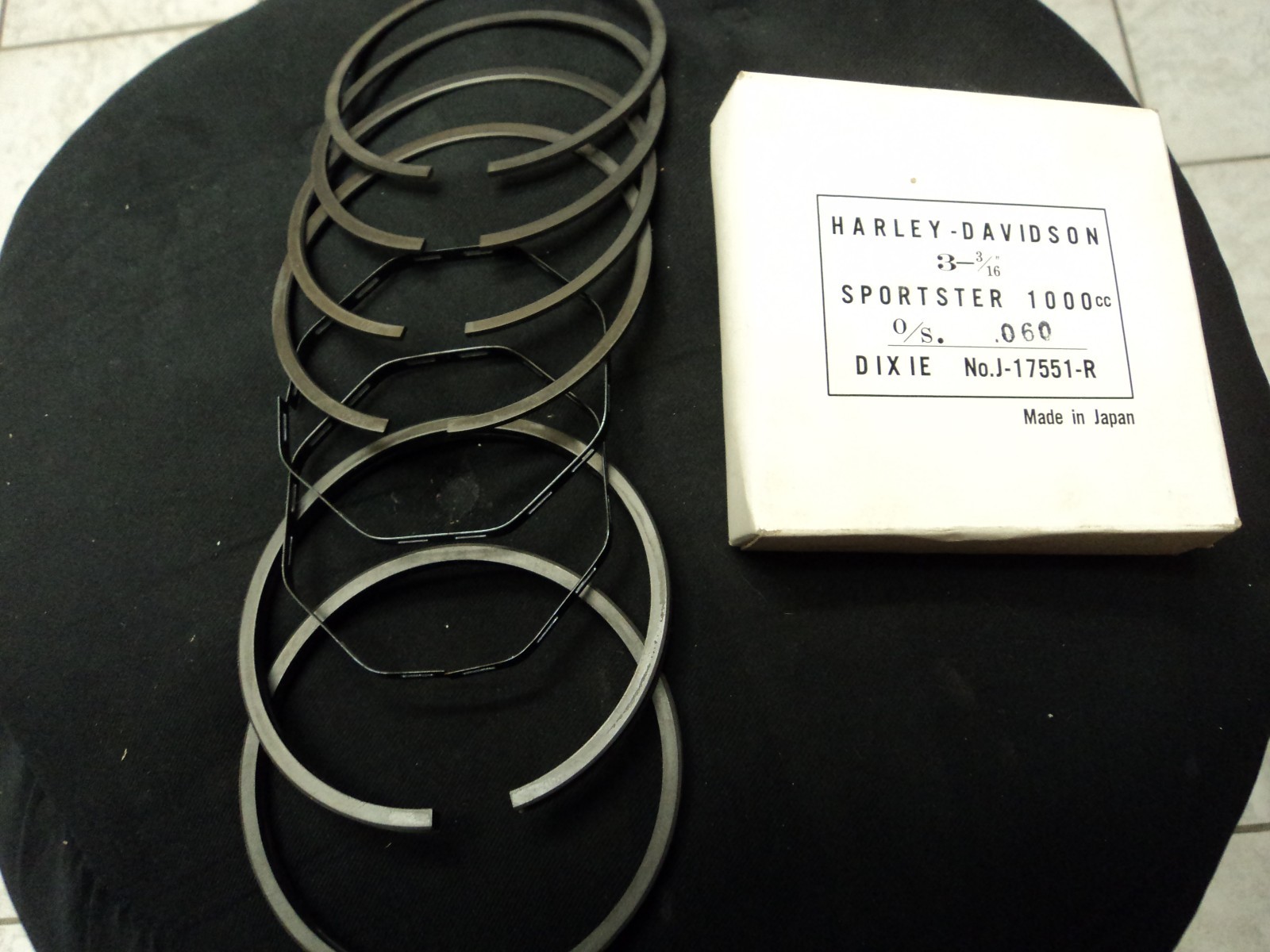 Harley Ironhead Sportster 1000cc Piston Ring Set, 3 3/16"+.060 Dixie ...