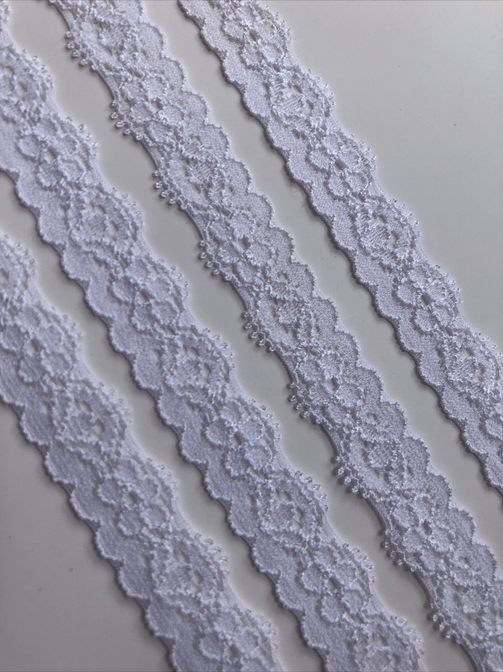 10 Meter Polyester Spitze Borte elastisch stoff 1.5cm Weiß AL734 | eBay.de