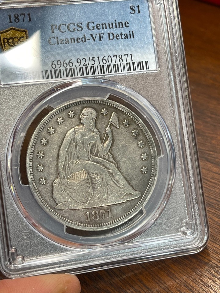 1871 US Seated Liberty One Dollar PCGS VF Cleaned Rare High Value | eBay