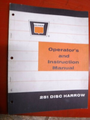 OLIVER 251 DISC HARROW ORIGINAL FACTORY OPERATORS INSTRUCTION MANUAL | eBay