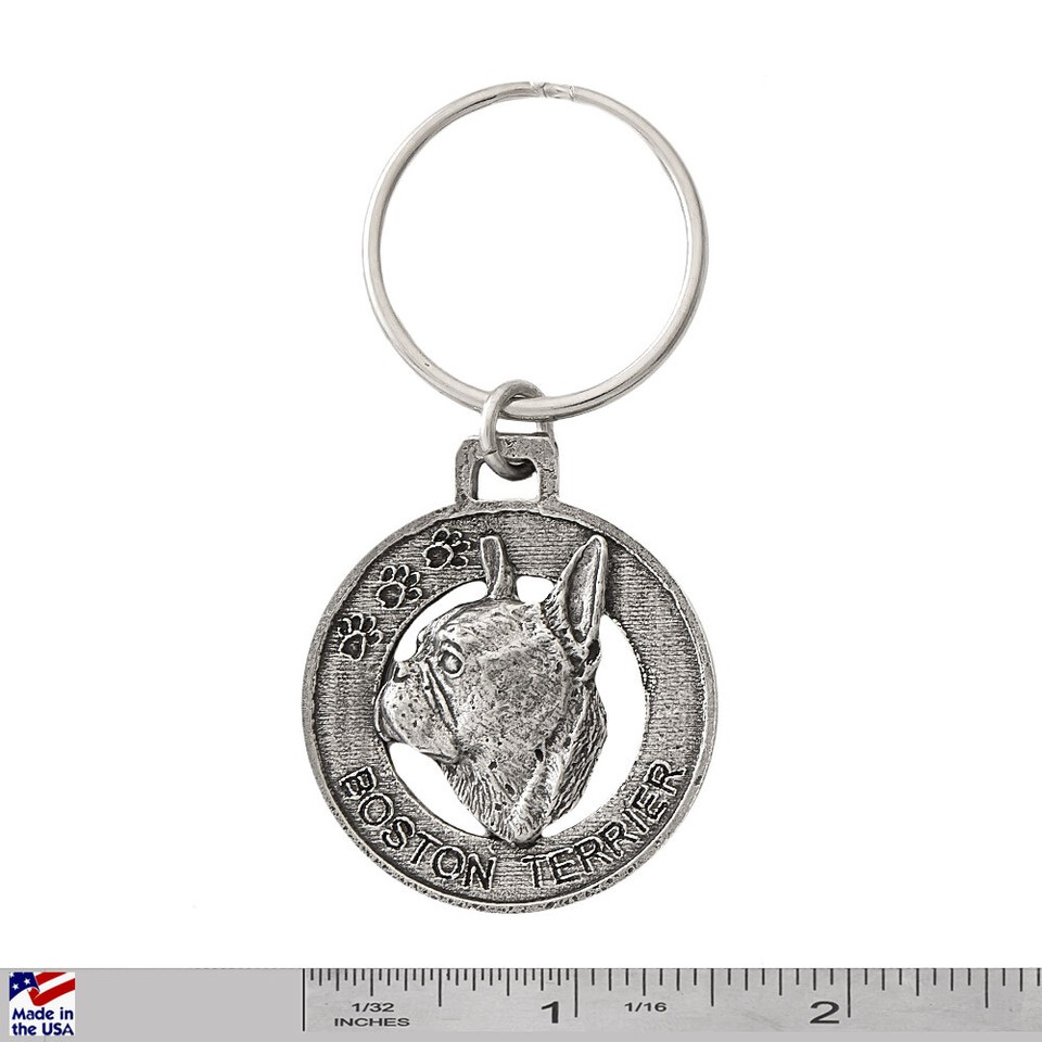 Creative Pewter Designs Boston Terrier Dog Pewter KeyChain, Key Fob ...