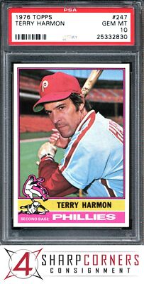 1976 TOPPS #247 TERRY HARMON PHILLIES PSA 10 SET BREAK | eBay