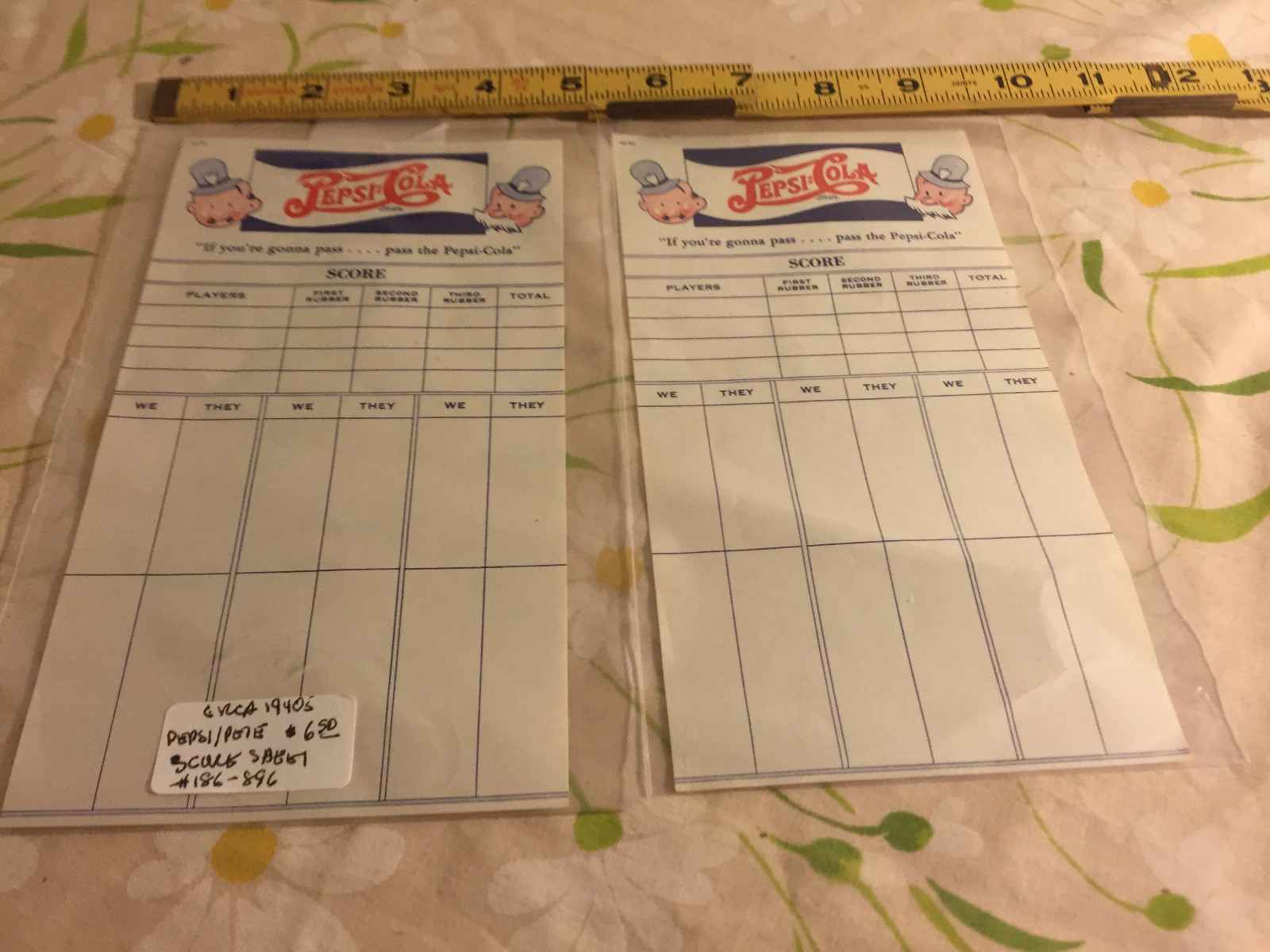 Lot of 2 Vintage 1940's Pepsi Cola Score Sheets | eBay