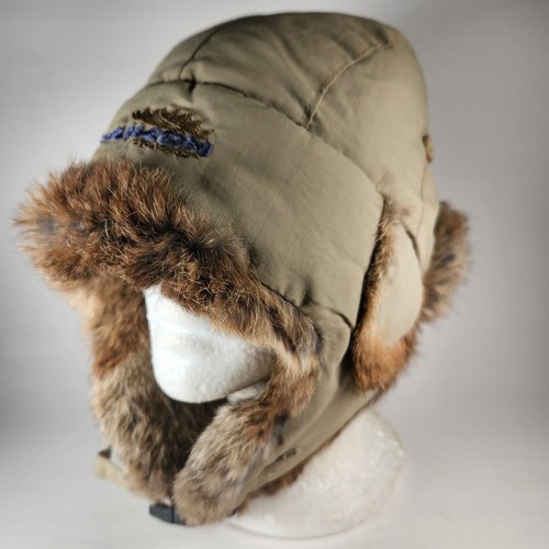 YUKON Trapper Hat Large Beige Rabbit Fur Ear Flaps Winter Outdoors ...