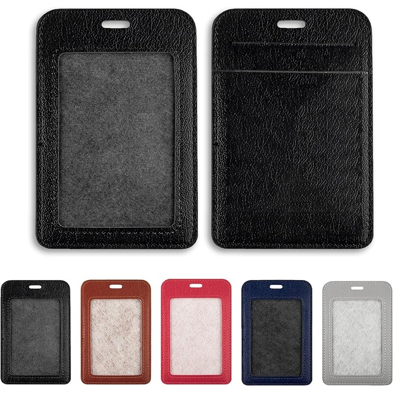 Leather ID Badge Holder Vertical Multiple Slots Offices Staff Students ...