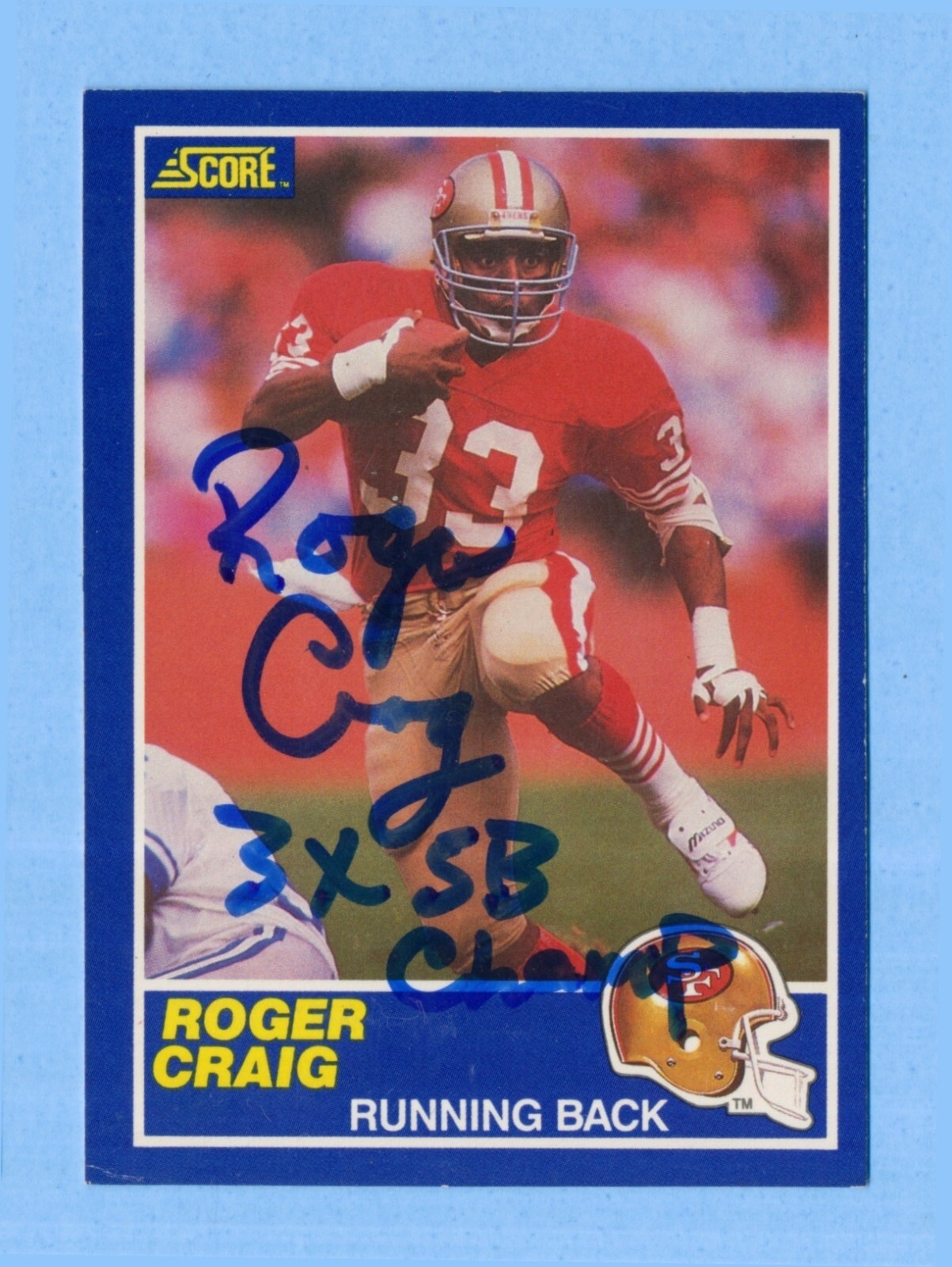 ROGER CRAIG - Signed/Autographed - 1989 Score Card #4 - SB Champs Insc ...