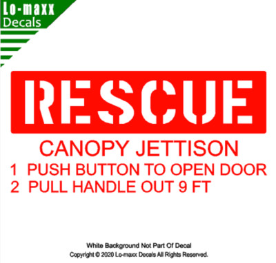 Rescue Canopy Jettison Push Button To Open Door High Quality Die Cut ...