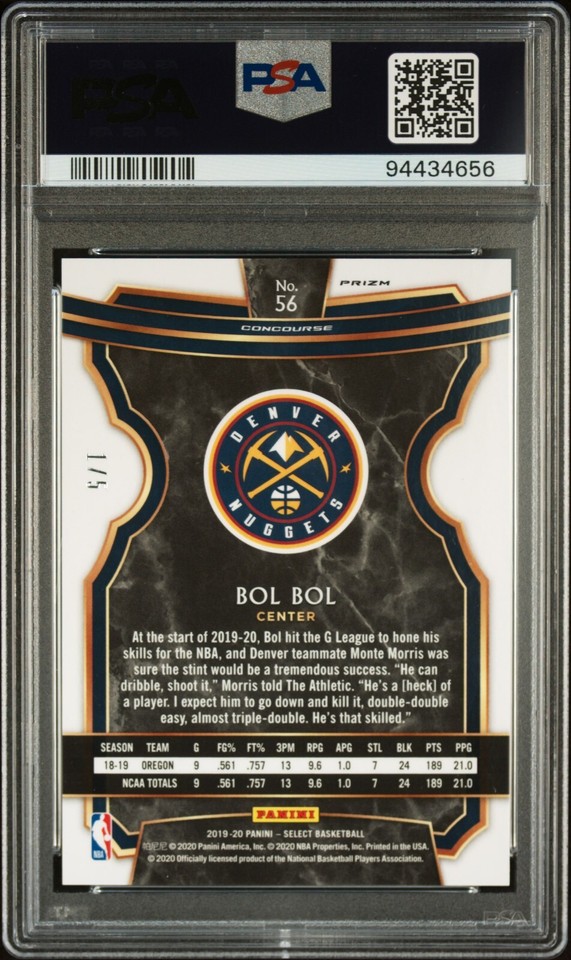 2019-20 PANINI SELECT BOL BOL RC CONCOURSE GREEN DISCO 1/5 PSA 10 'KK ...