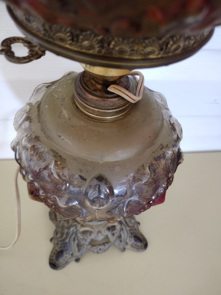 Rare Antique Goofus Glass Poppies Hurricane Lamp | eBay