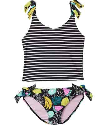 Volcom L52343 Kids Black Stripe Juiced Tankini Swim Set Size 7 | eBay