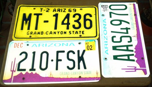 Three Arizona License Plates - Includes 1969 Trailer Plate Hologram ...