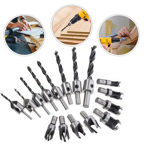 16 Pcs Wood Plug Cutter Drill Bit Set Steel Wood Drill Bit Set | eBay