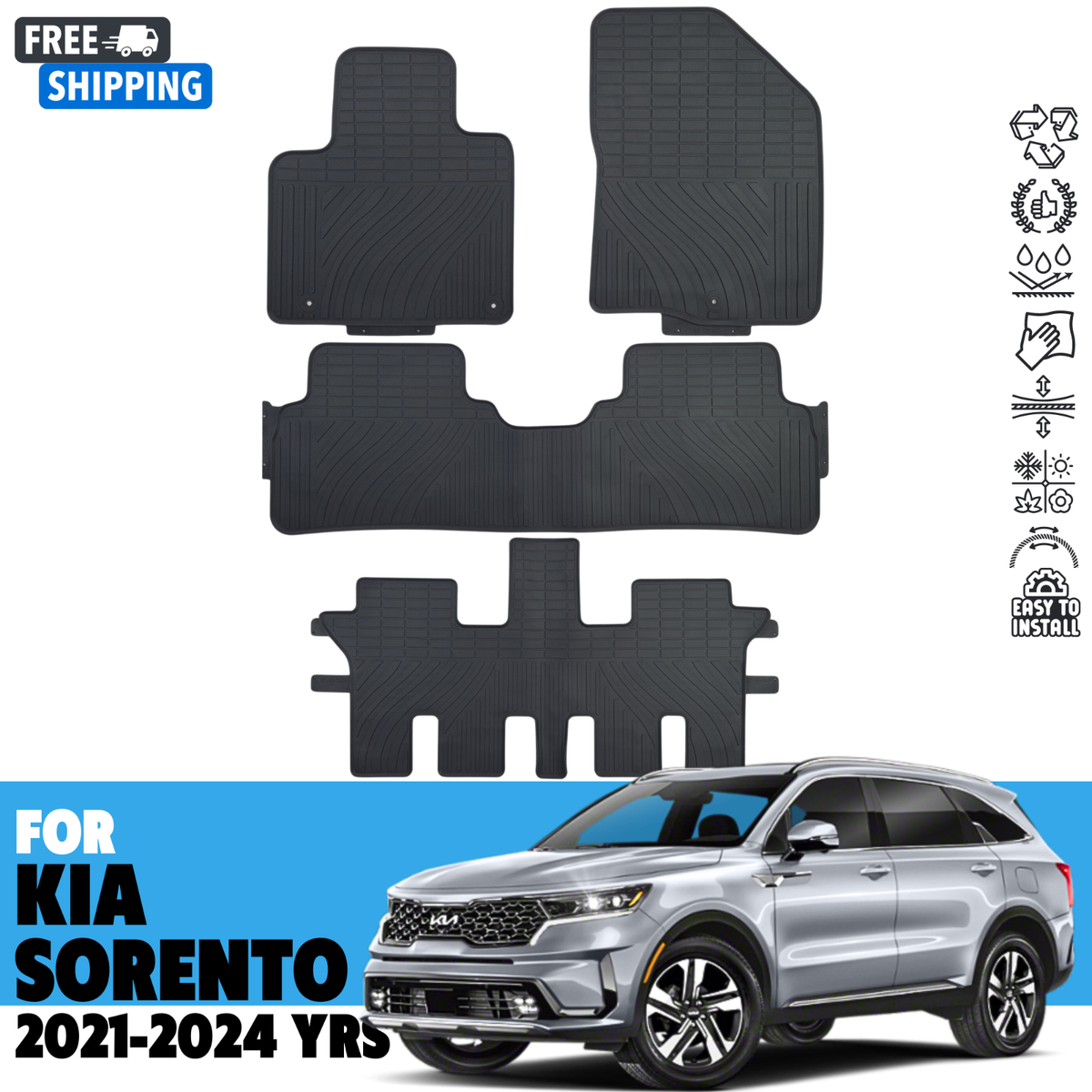 Kia Sorento Rubber Floor Mats Amazon.com: Auxko All Weather Floor Mats