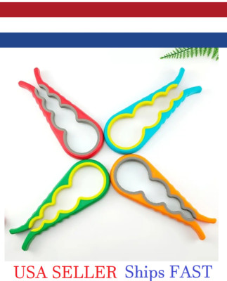 4 In 1 EASY Grip Jar Lid Bottle Cap Opener Remover Kitchen Tool Rubber ...