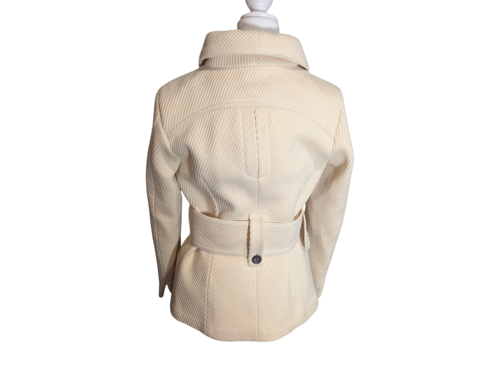 Soia & Kyo Wool Blend Coat Jacket Women's Medium Ivory Textured Belted ...