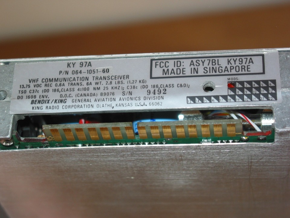 BENDIX KING KY-97A VHF COM RADIO !! NICE KY 97 A TRANSCEIVER !! P/N 064 ...