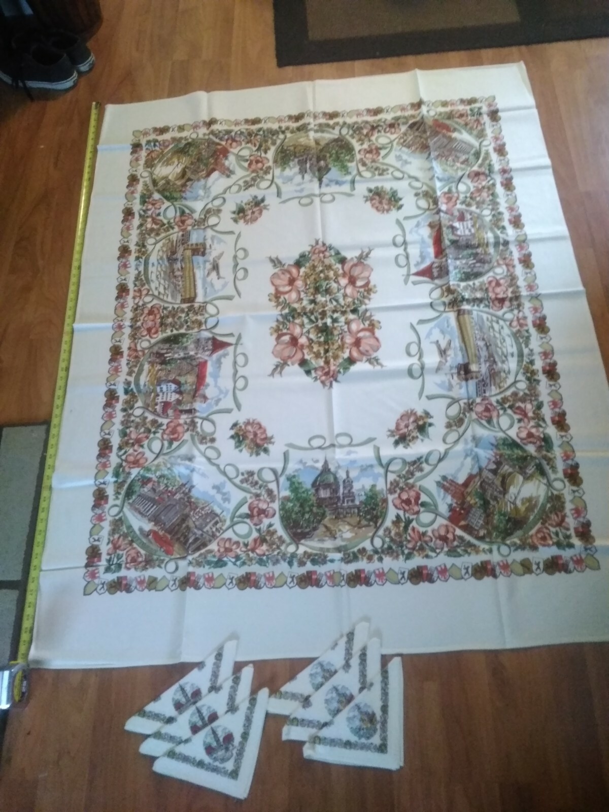 Gorgeous Vintage Double Damask Linen Tablecloth Germany Berlin Nurnberg ...