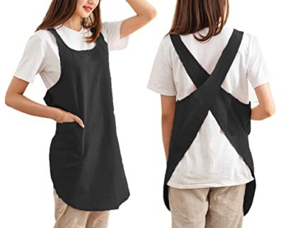 Cotton Cross Back Aprons Solid Color Cooking Kitchen Garden Smock For ...