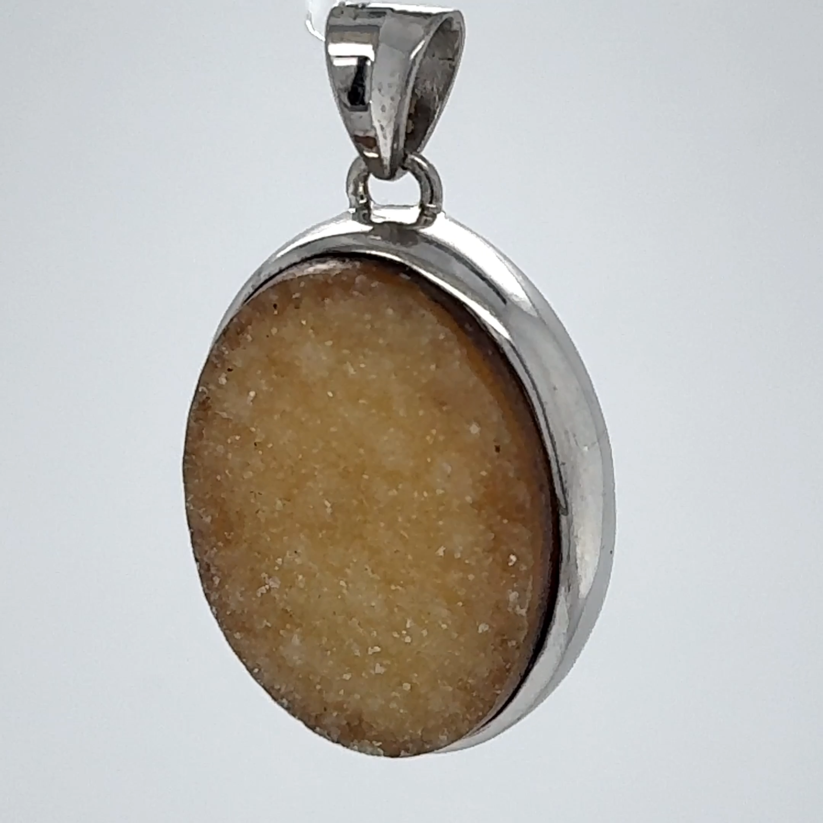 Brownish DRUZY DRUSY Druse QUARTZ Oval Pendant - 925 STERLING SILVER ...