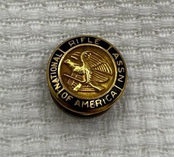 NRA Rifle Assoc 10K GOLD FIlled Vintage Screw Back Ti… - Gem