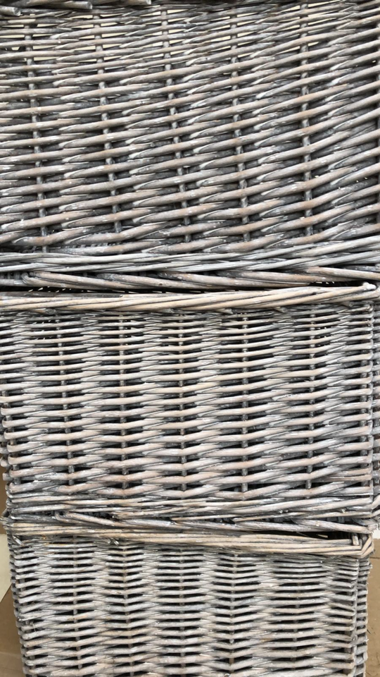 Set of Three Grey Wicker Baskets Storage Unit | eBay UK