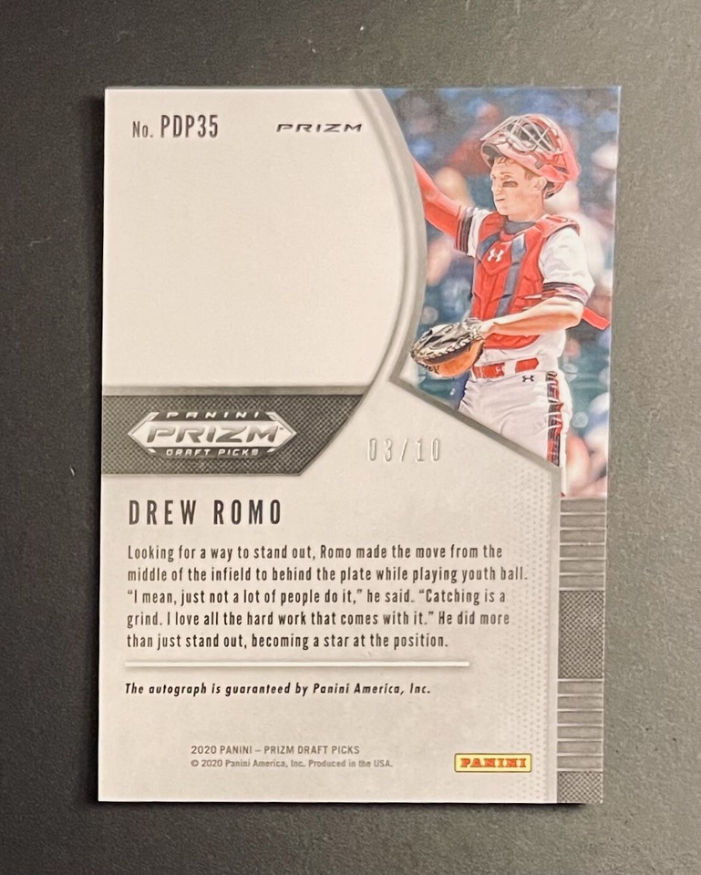2020 Panini Prizm Draft Picks Drew Romo Gold Prizm Auto (#03/10) | eBay