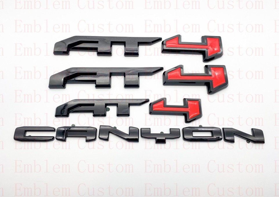 Gloss Black Red Overlay Emblem Kit Fit 2021-2022 AT4 Emblem GMC Canyon ...