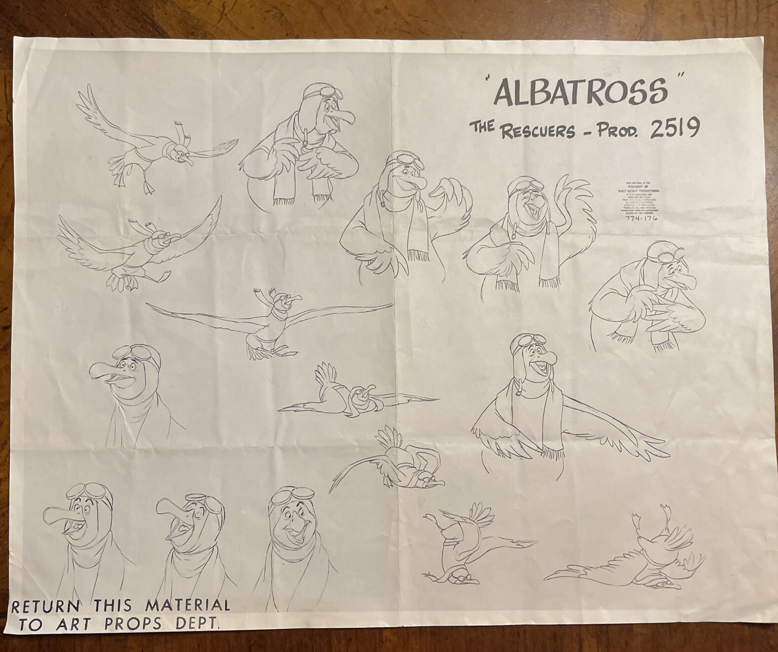 Animation WALT DISNEY The Rescuers ORIGINAL MODEL SHEET Albatross | eBay