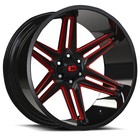 22x12 -51 Vision 363 Razor 8x6.5 Black Milled Spoke W/Red Tint Wheels ...