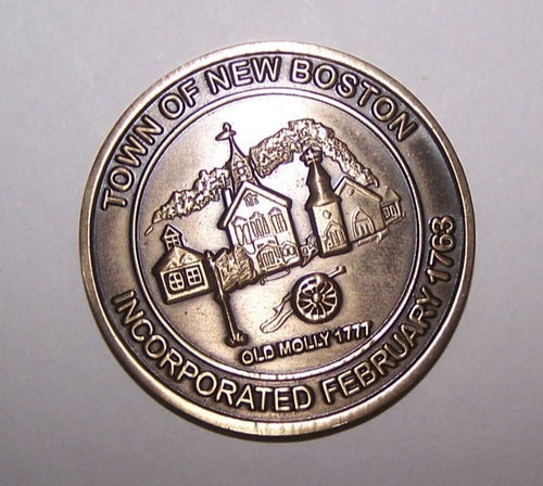 NEW BOSTON, NEW HAMPSHIRE BRONZE POLICE LARGE MEDALLION BADGE/BUILDINGS ...