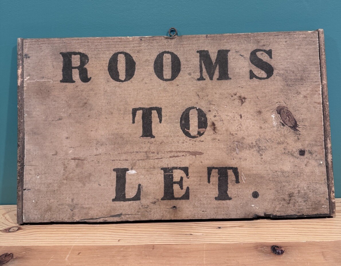 Antique Painted Primitive Wood Sign Rooms For Let / Rent | eBay
