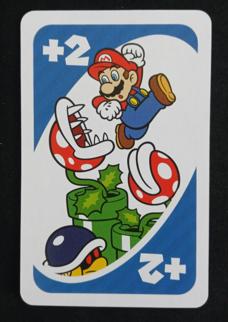 2016 Mattel Super Mario Uno Card Blue Mario Draw 2 | eBay