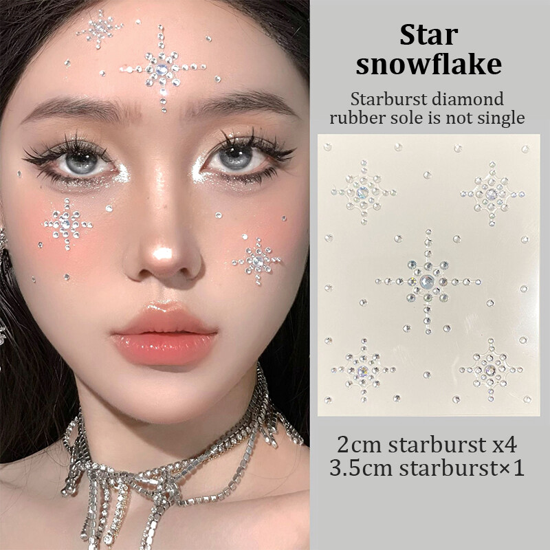 Snowflake Drill Face Tattoo Sticker Tears Eye Make-up Love Temporary ...