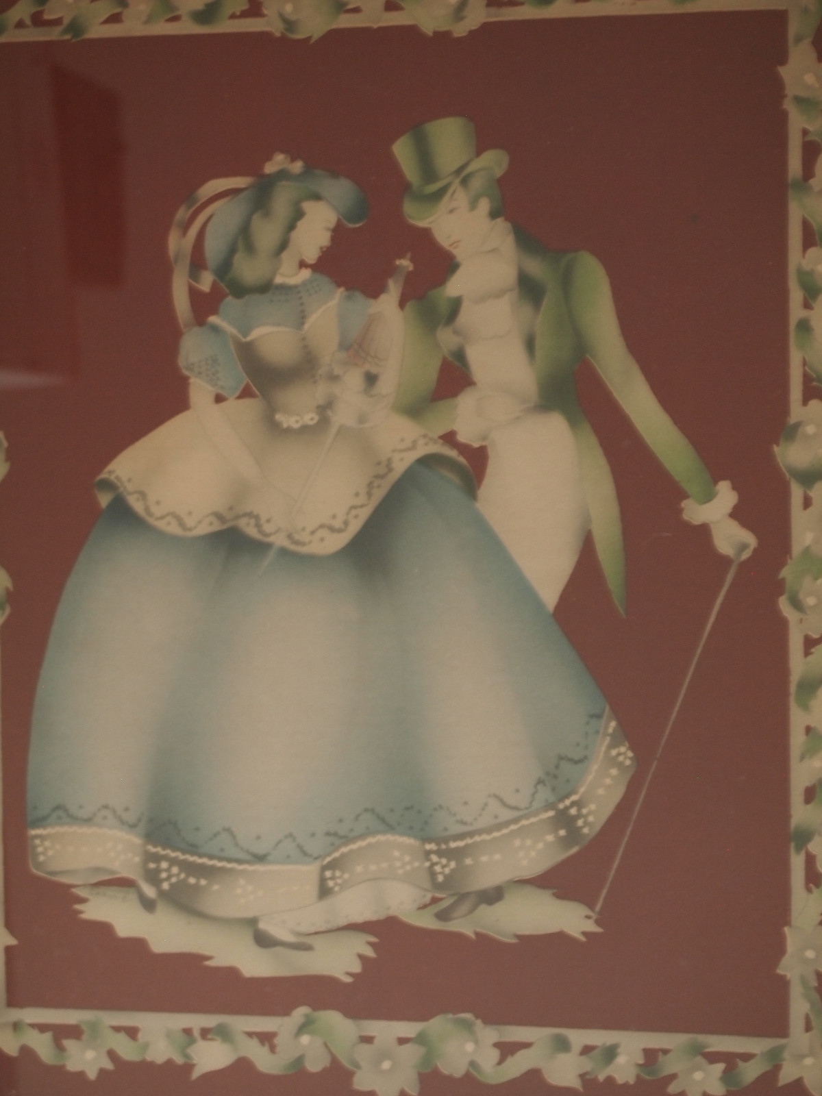 Airbrush Art by Terone Beautiful Beautytone 1930/1940s Original Glass ...