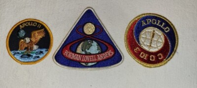 NASA APOLLO EMBROIDERED PATCHES - LOT OF 3 / APOLLO 11 / APOLLO 8 ...
