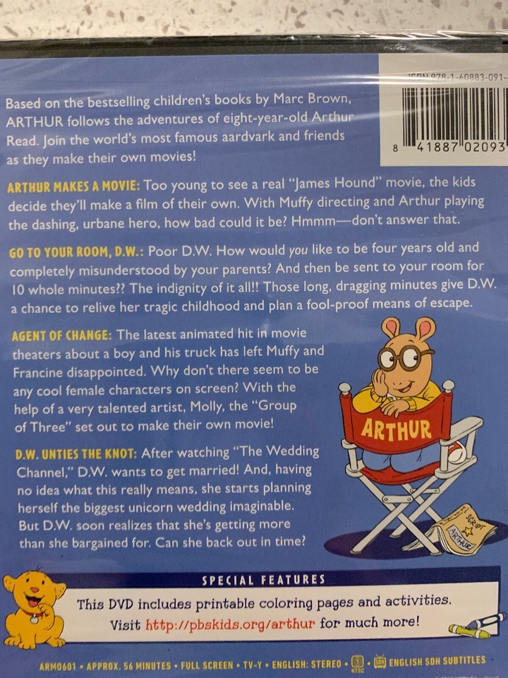 Arthur Makes A Movie DVD 4 Great Arthur Adventures SEALED NEW PBS Kids ...