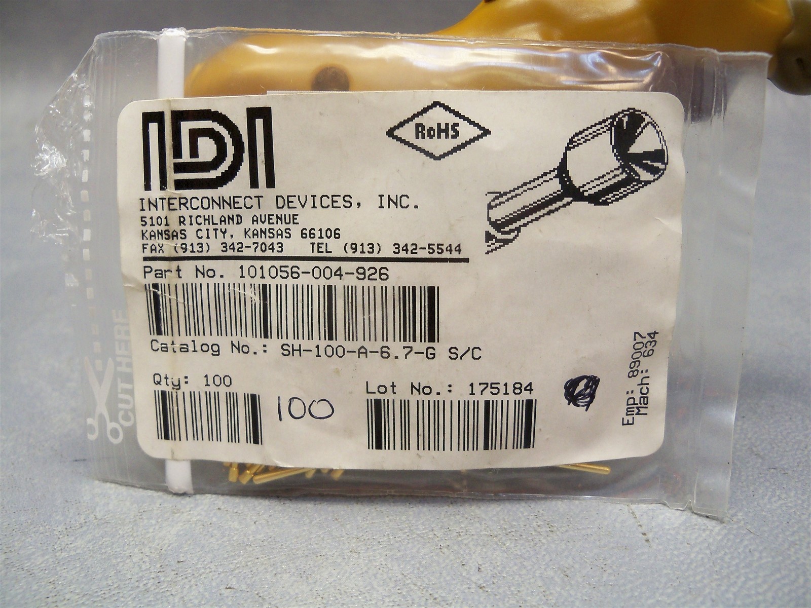 Contact Probes HEADED 101056-004-926 IDI Smiths Interconnect 100 pieces ...